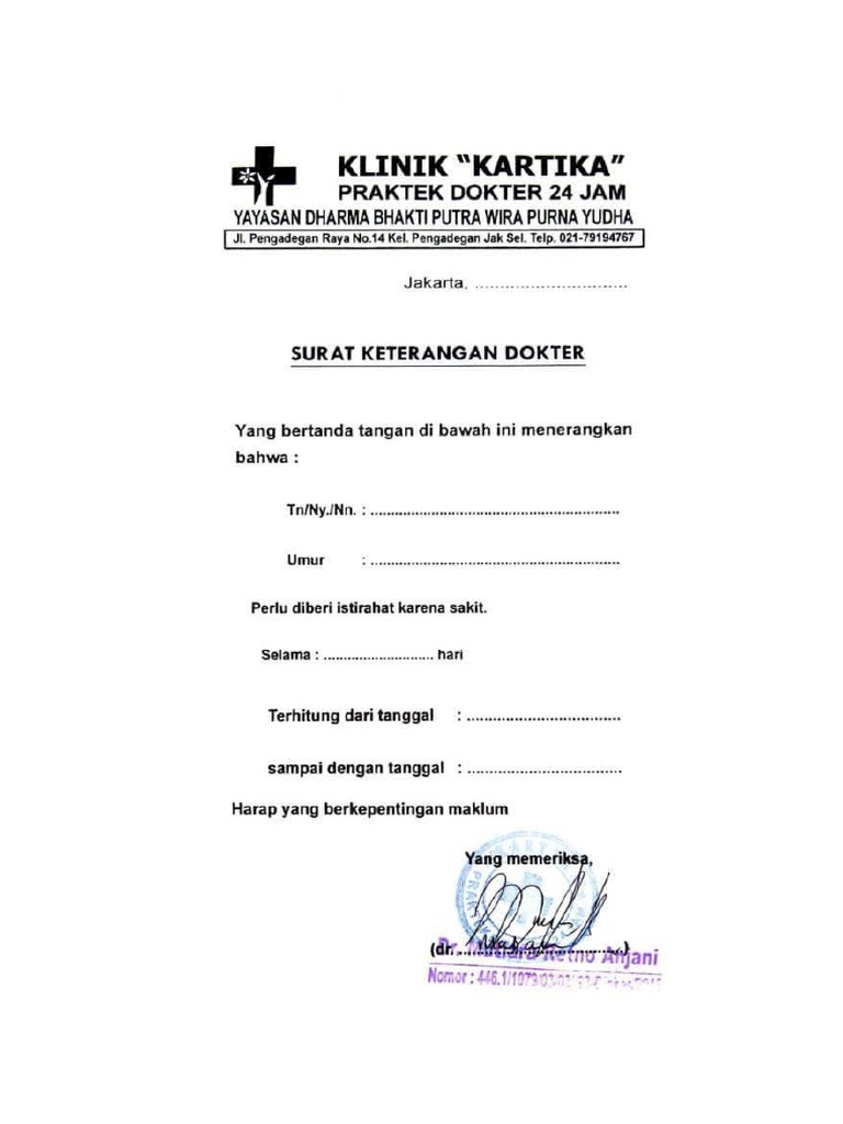 Surat Keterangan Sakit Dokter | PDF