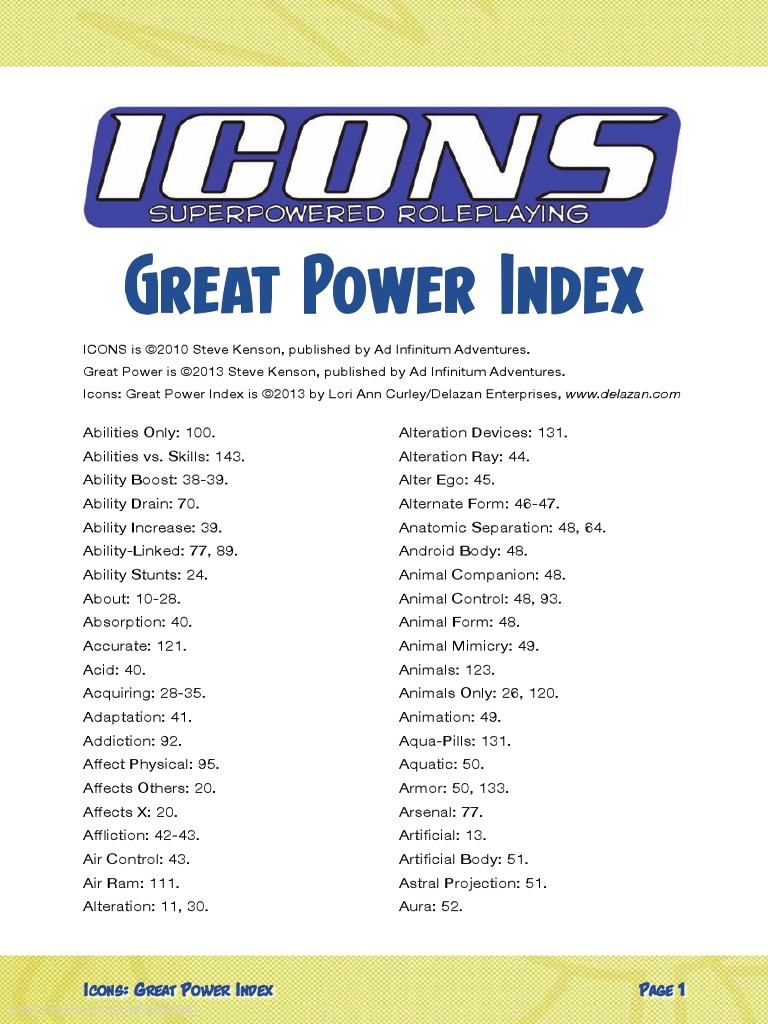 Icons Great Power Index | PDF