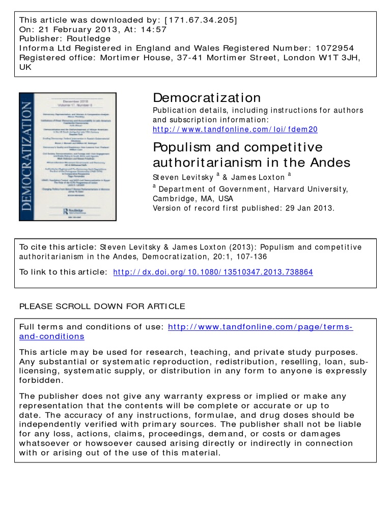 Steven Levitsky and James Loxton - Populism and Competitive ...