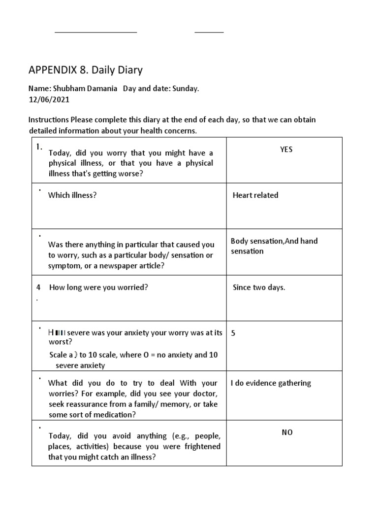 APPENDIX 8. Daily Diary | PDF