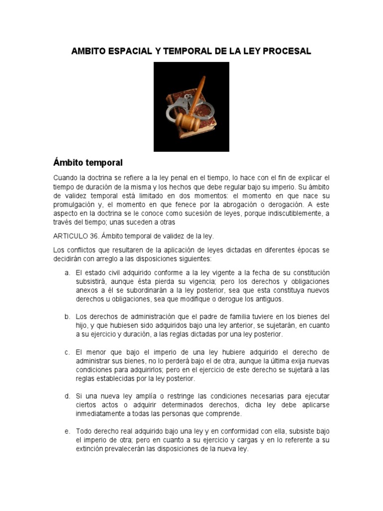 Ámbito Temporal y Espacial de la Ley | PDF | Derecho penal | Estado ...