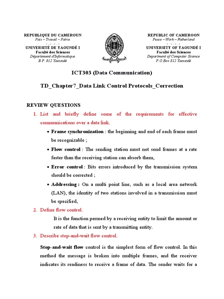 TD - Chapter7 - Data Link Control Protocols - Correction-Groupe7 | PDF | Transmission Control ...