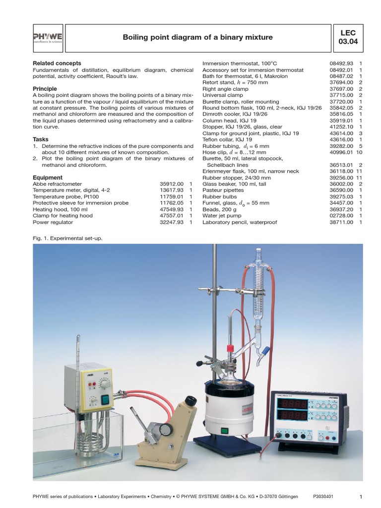 LEC 03.04 Boiling Point Diagram of A Binary Mixture: Related Concepts | PDF | Distillation ...