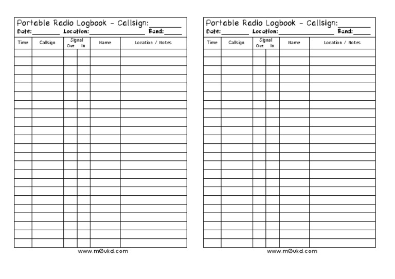Portable Radio Logbook - Landscape | PDF | Service Industries | Amateur ...