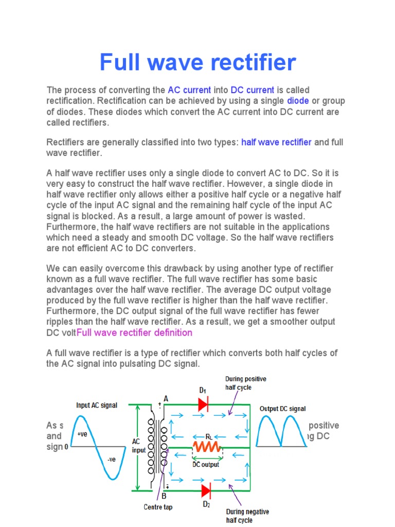 Full Wave Rectifier Ac Current Dc Current Diode Pdf Rectifier
