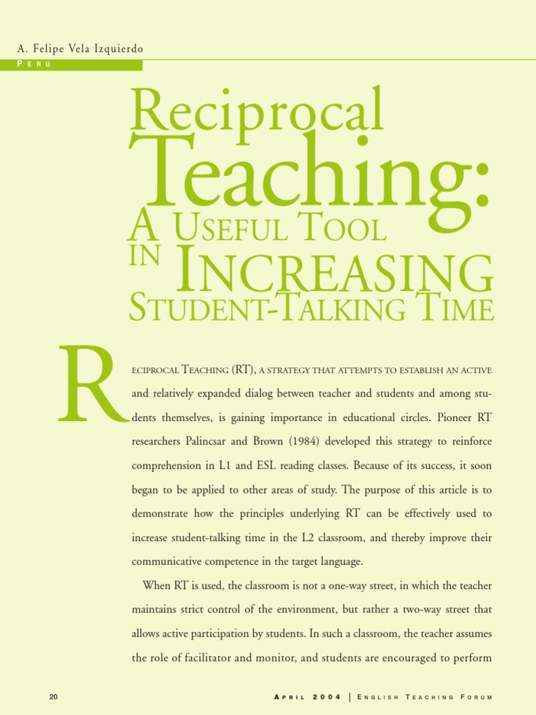 Reciprocal: Teaching | PDF | Reading Comprehension | English As A ...