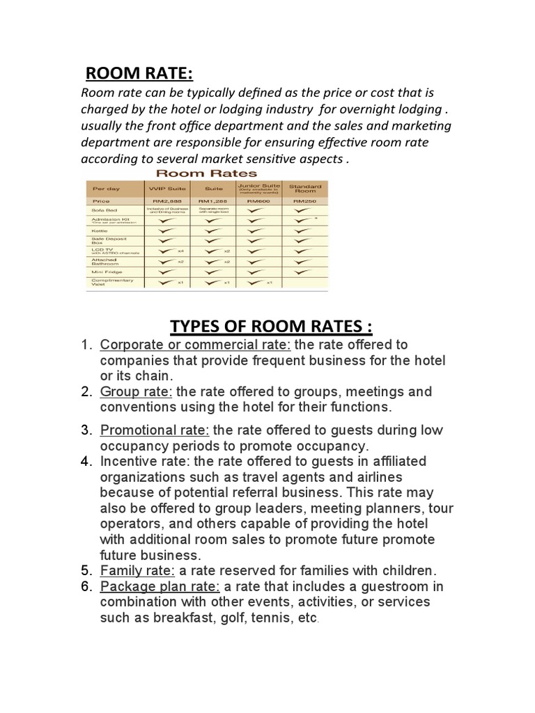 Room Rates | PDF | Business | Law