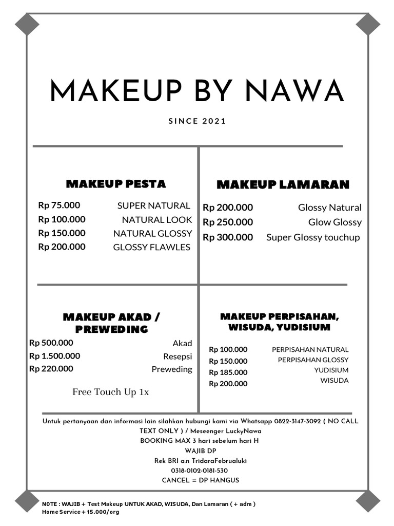 Pricelist Makeup | PDF