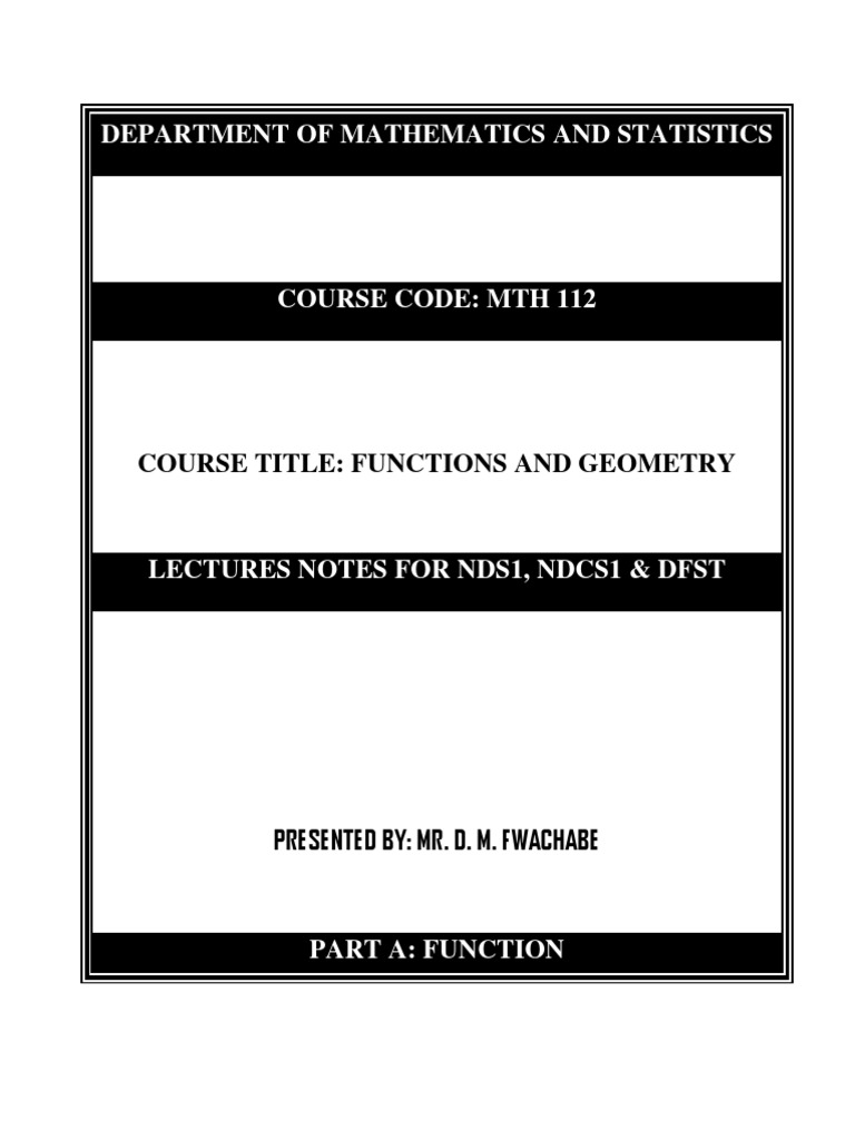 MTH 112 Function and Geomentry | PDF | Function (Mathematics ...