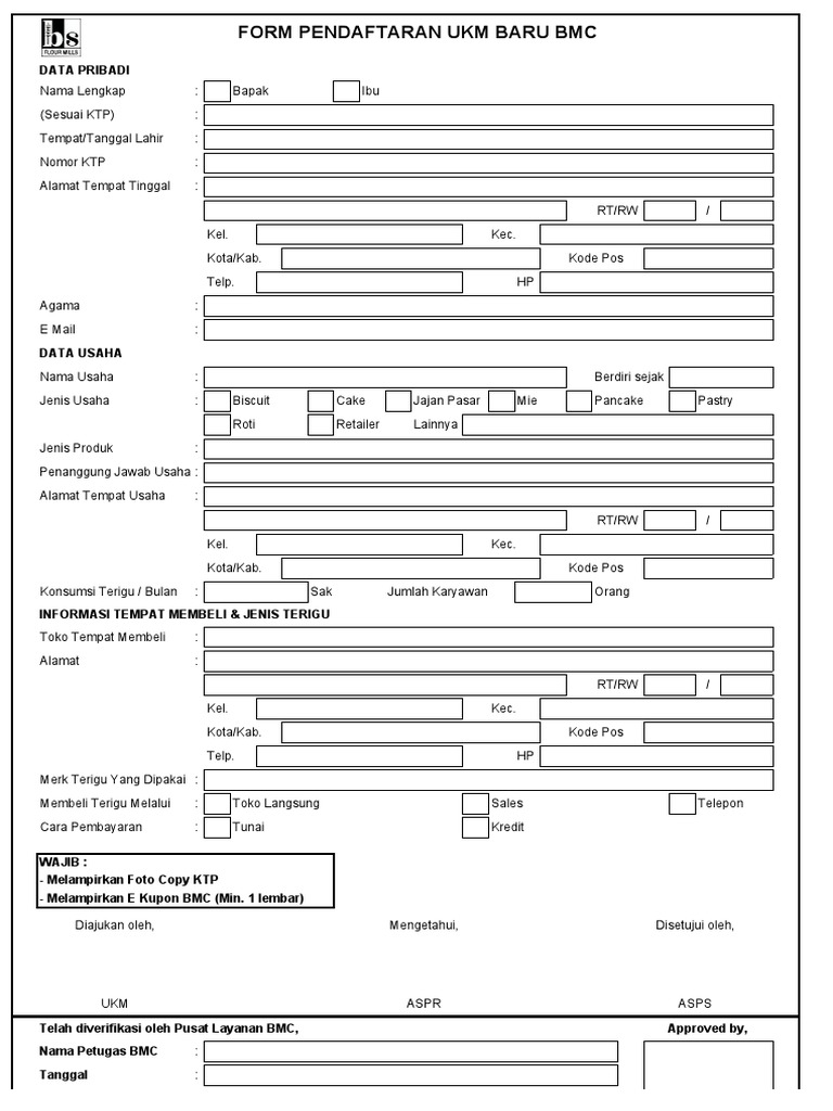 Form Pendaftaran Customer Baru BMC | PDF