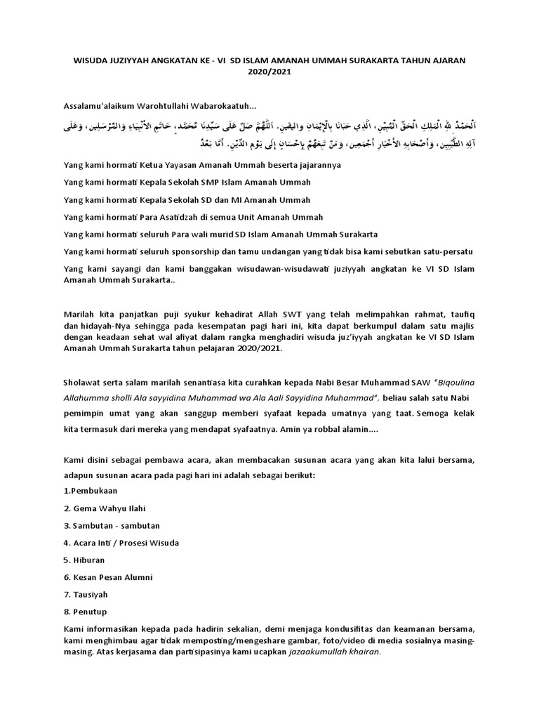 Teks MC Wisuda | PDF