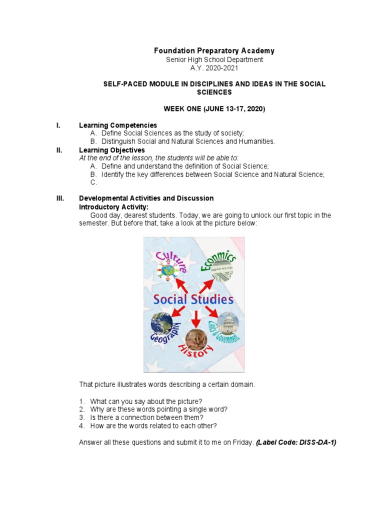 Self Paced Module Week One | PDF | Science | Social Sciences