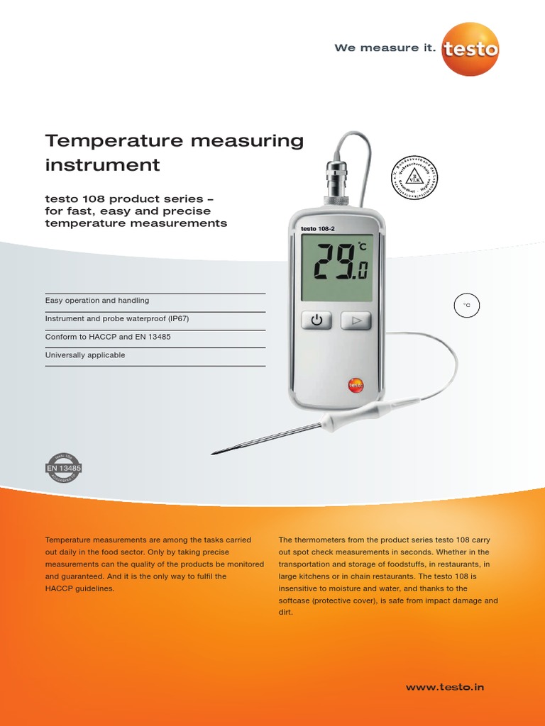 Temperature Measuring Instrument: Testo 108 Product Series - For Fast ...