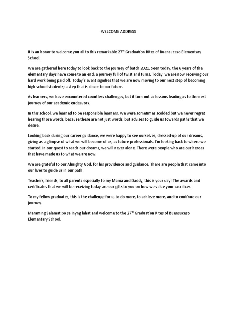 Welcome Address | PDF