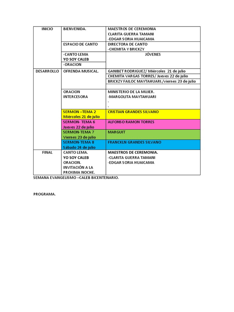 Programa Caleb | PDF