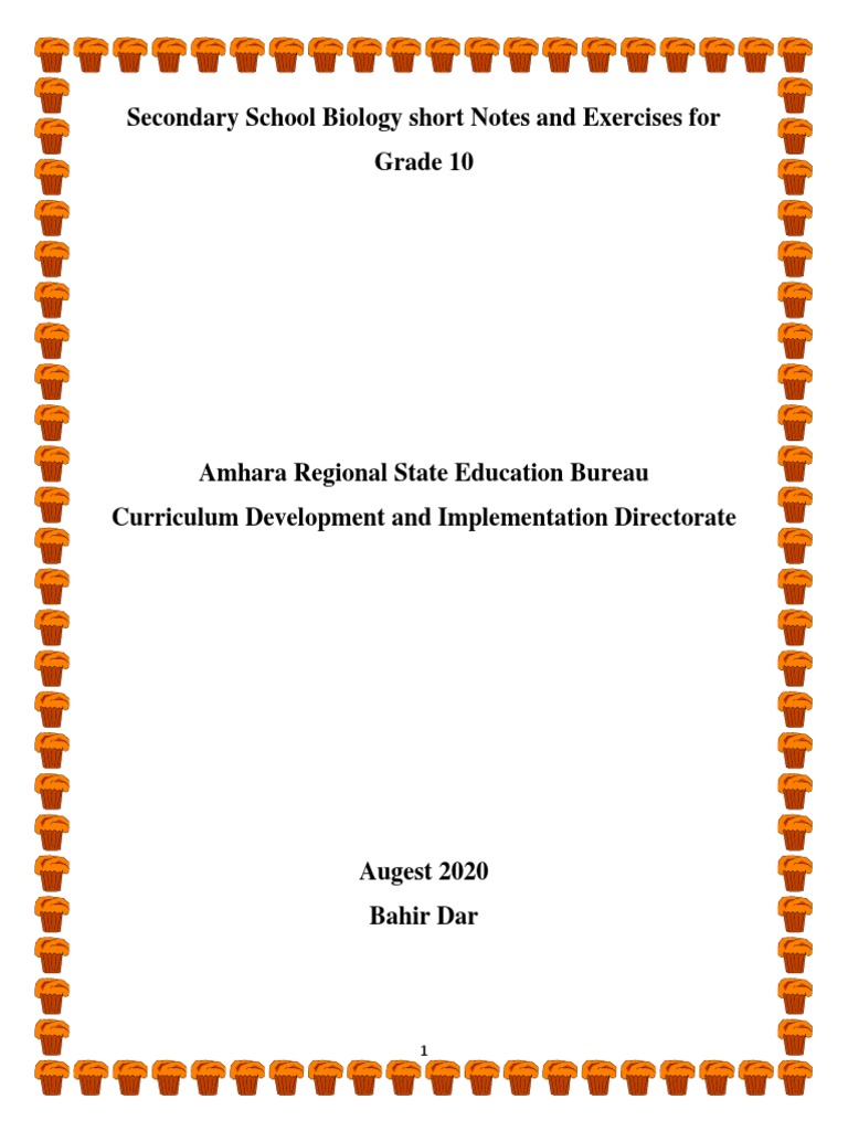 Secondary School Biology Short Notes and Exercises For Grade 10 | PDF ...