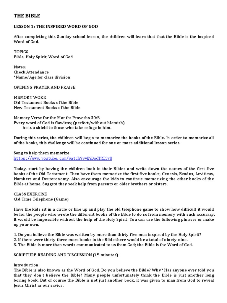 The Bible: Lesson 1: The Inspired Word of God | PDF | Bible | Jesus