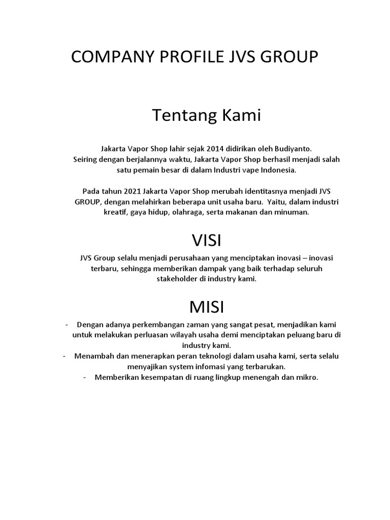 Company Profile JVS Group | PDF