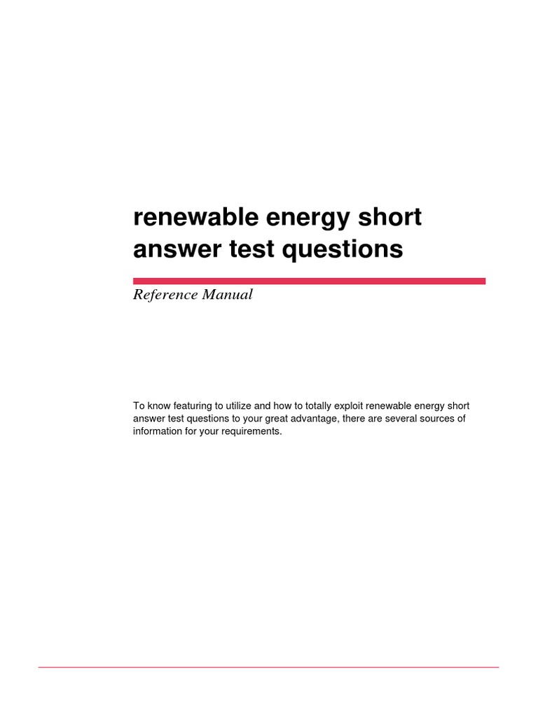 Renewable Energy Test Questions Guide | PDF | Renewable Energy | World ...