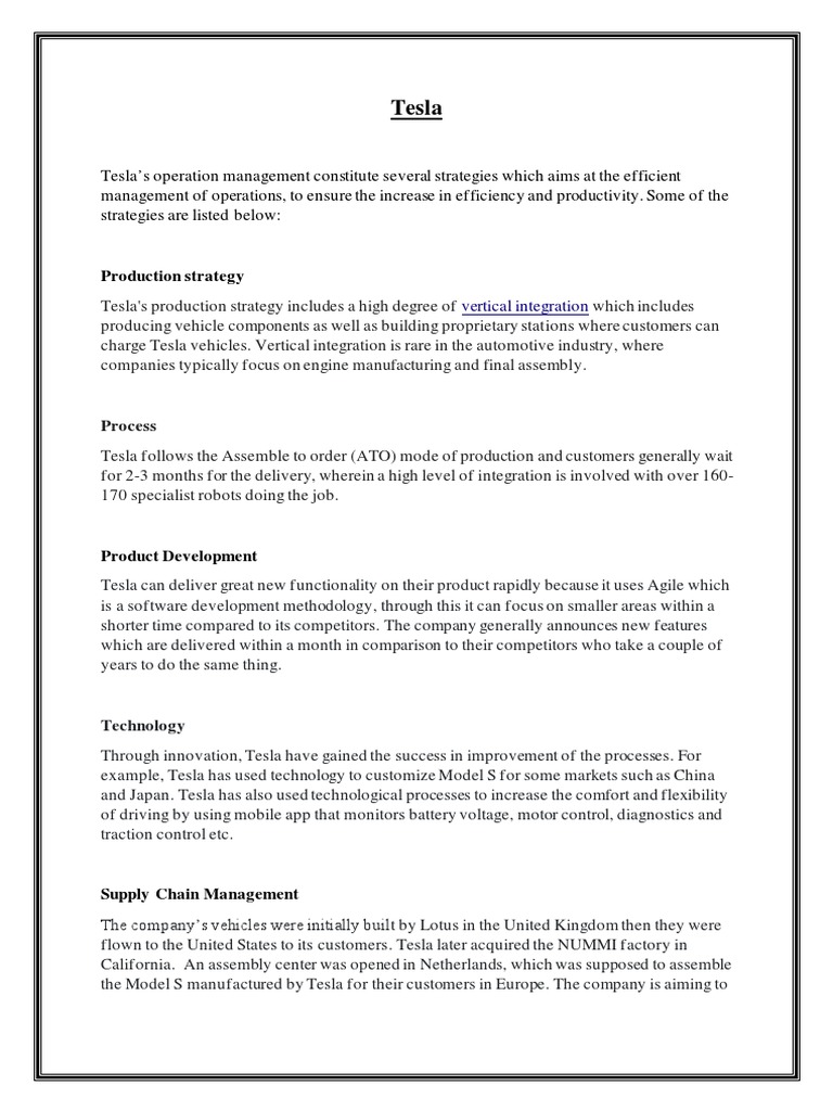 Tesla: Production Strategy | PDF | Inventory | Tesla Model S
