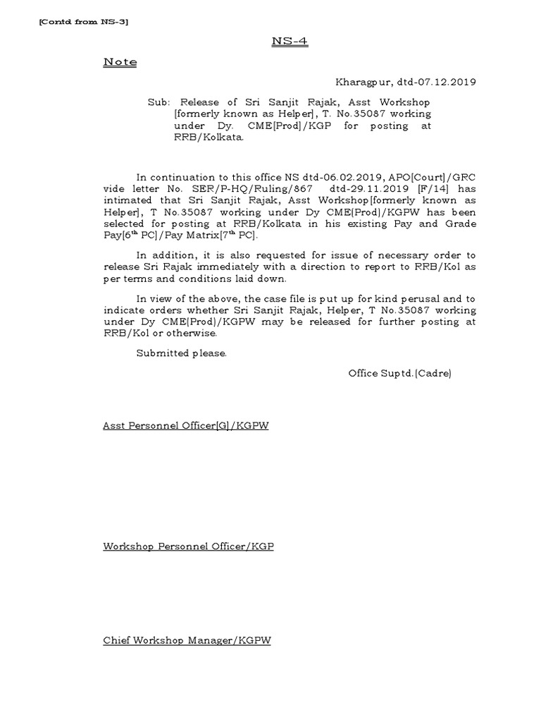 Deputation Note Sheet | PDF