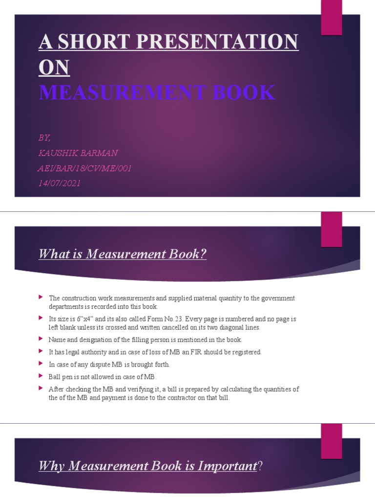 Overview of Measurement Book in Civil Engineering | PDF