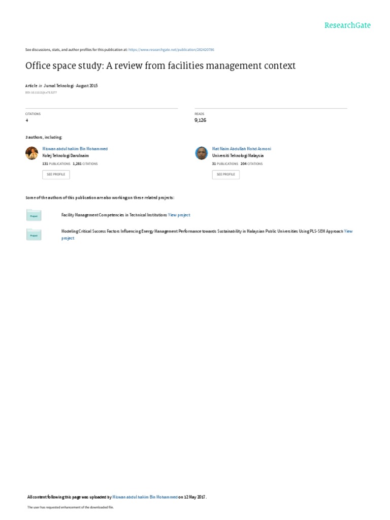 Office Space Study: A Review From Facilities Management Context | PDF ...