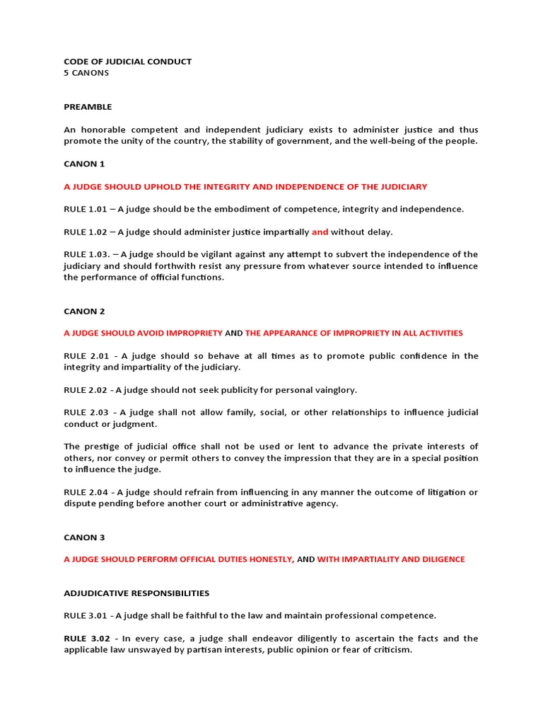 Code of Judicial Conduct | PDF | Judge | Judiciaries