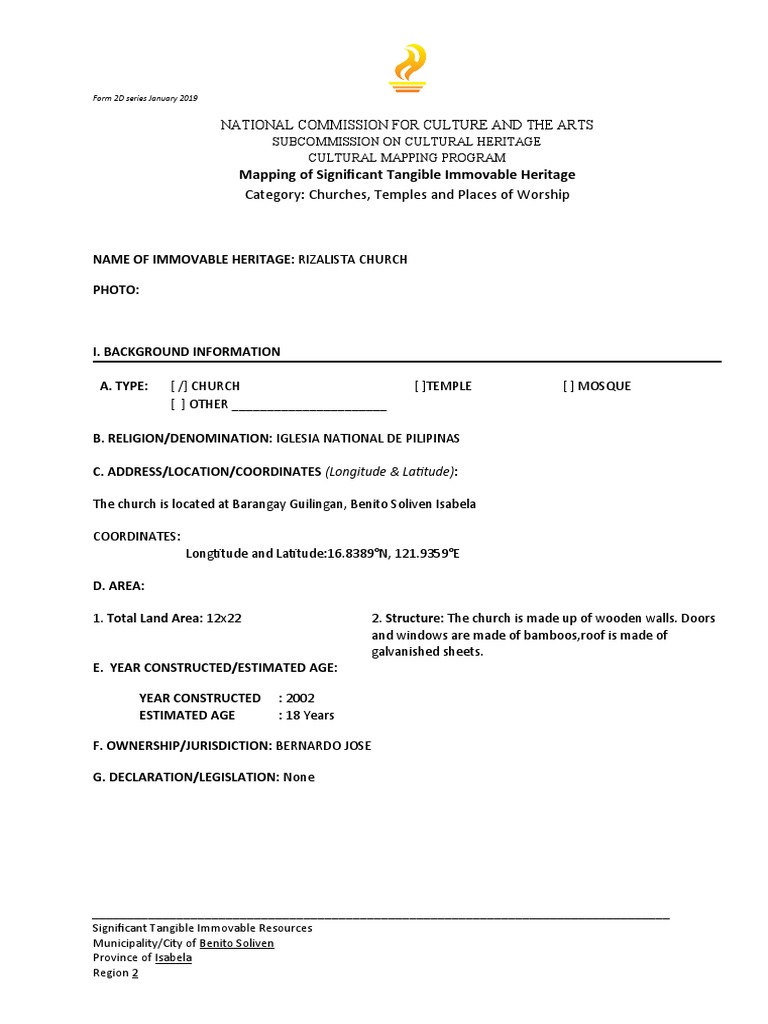 Mapping of Significant Tangible Immovable Heritage: Category: Churches ...