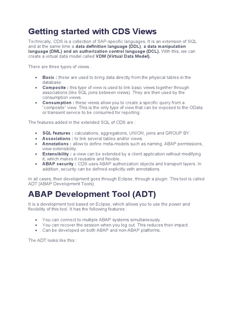 Getting Started With CDS Views | PDF | Computer Programming | Data Management