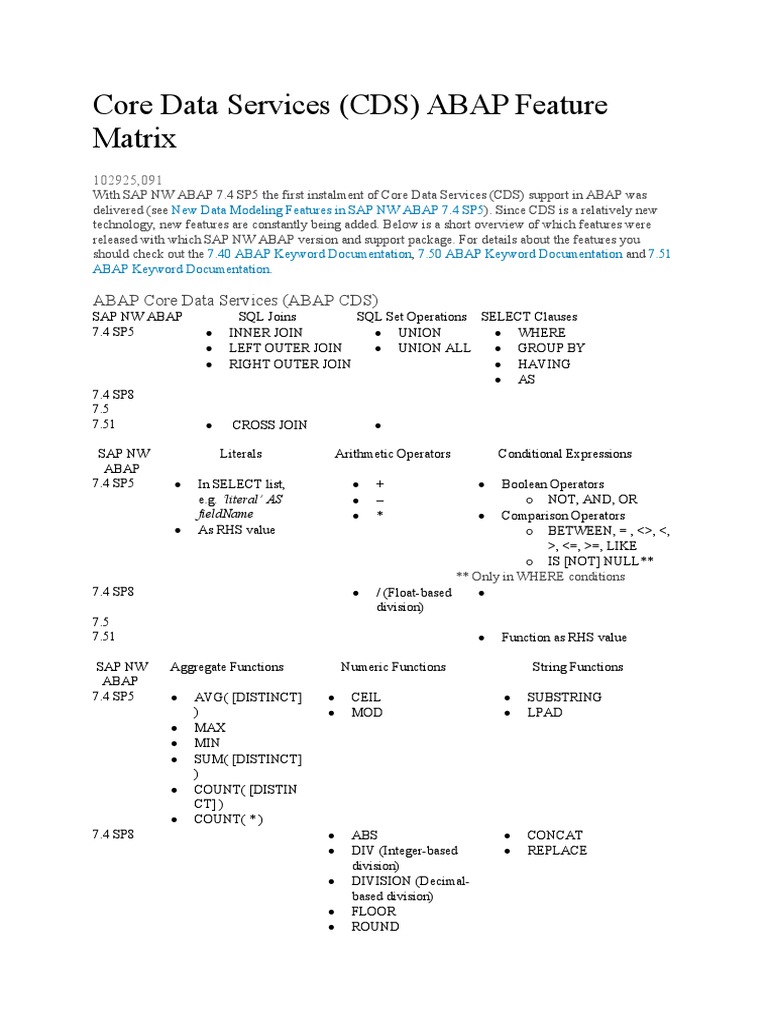 ABAP Core Data Services (ABAP CDS) | PDF | Parameter (Computer Programming) | Subroutine