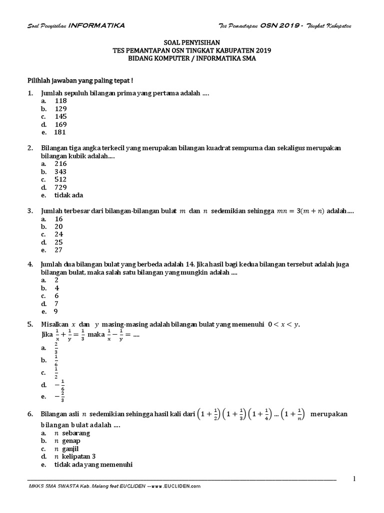 2019-KOM-Soal P | PDF