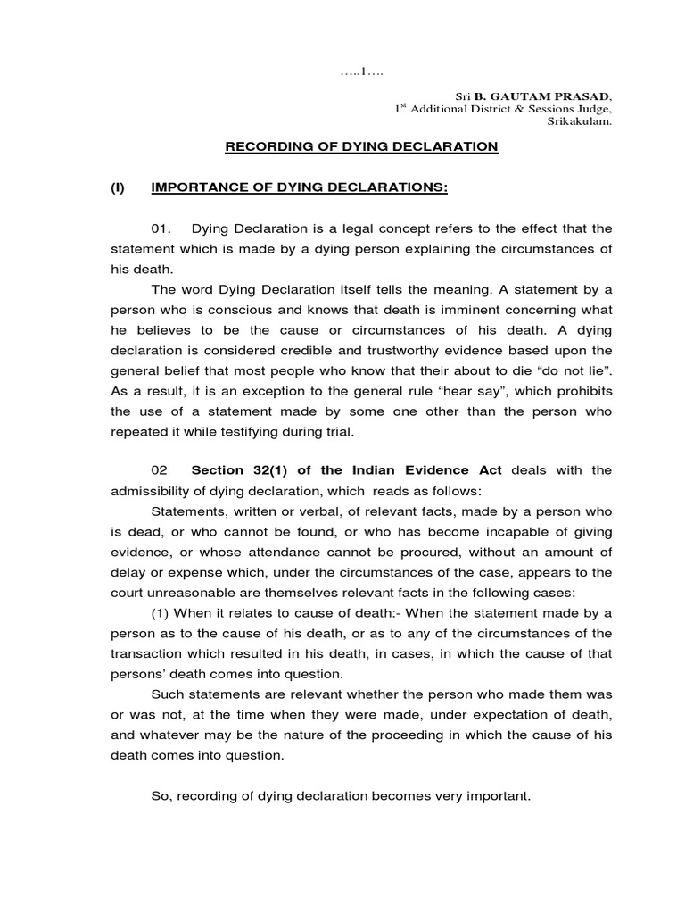Recording of Dying Declaration | PDF | Magistrate | Question