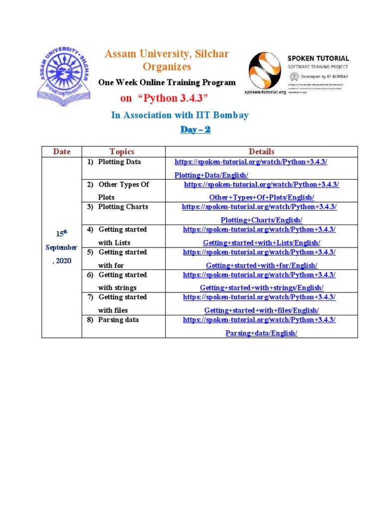 Day 2 Schedule (AU) | PDF