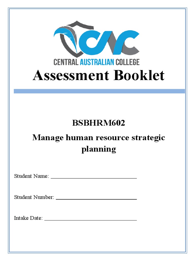BSBHRM602 - CAC Assessment Booklet | PDF | Educational Assessment | Leadership