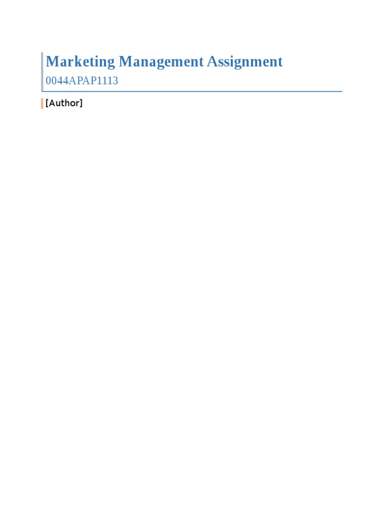 Marketing Management Assignment: 0044APAP1113 | PDF | Marketing | Sales