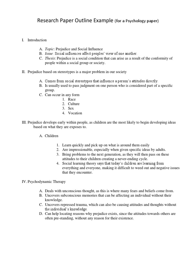 Research Paper Outline Example | PDF | Prejudices | Attitude (Psychology)