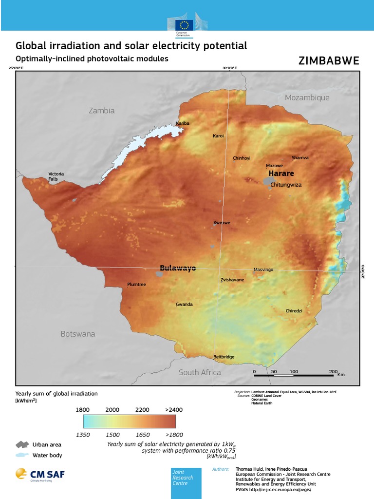 Global Irradiation and Solar Electricity Potential: Zimbabwe | PDF ...