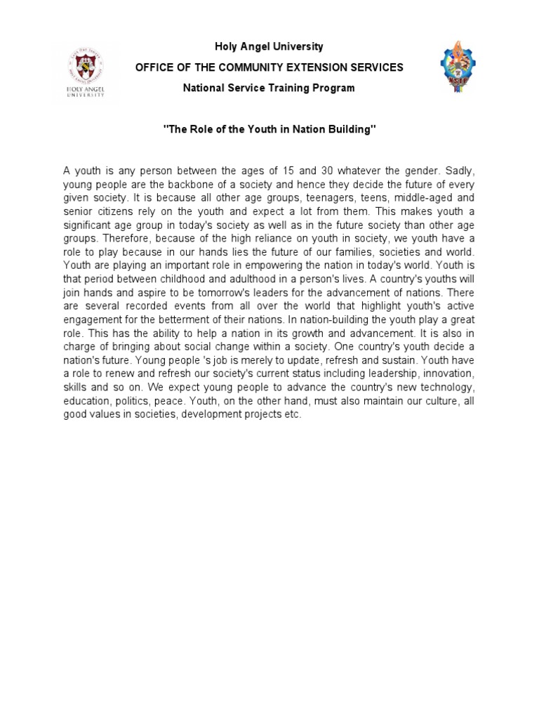 Role Youth Nation Building | PDF