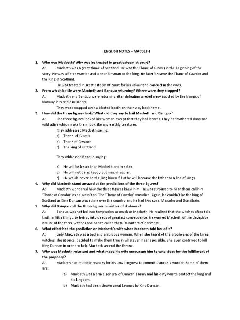 Macbeth Pdf Macbeth Shakespearean Tragedies