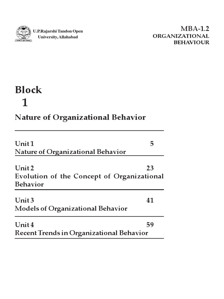 Block: Nature of Organizational Behavior | Download Free PDF ...