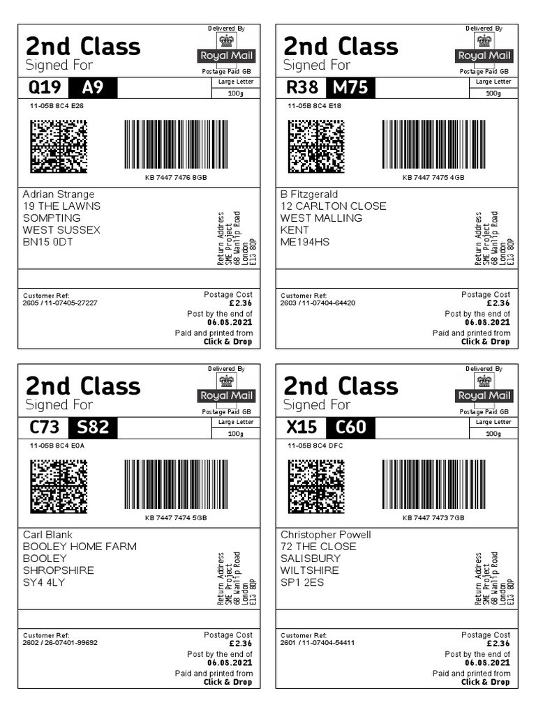 2nd Class 2nd Class: Signed For Signed For | PDF