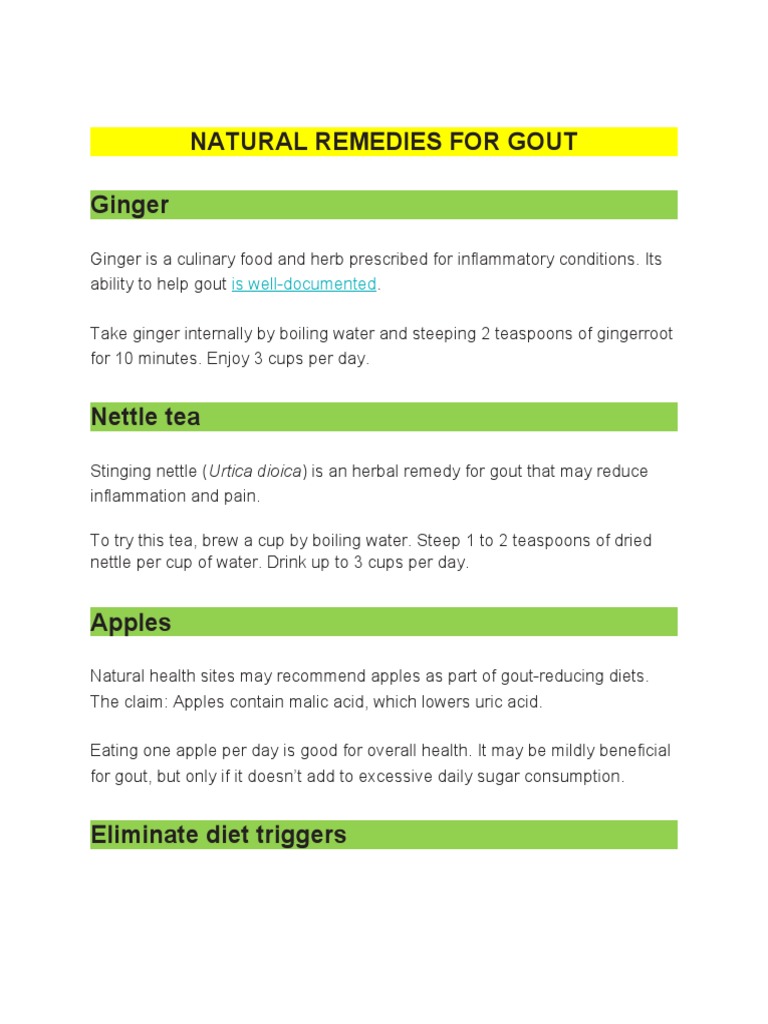 Natural Remedies For Gout | PDF | Gout | Foods