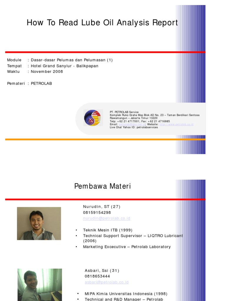 How To Read Lube Oil Analysis Report | PDF | Pump | Clutch