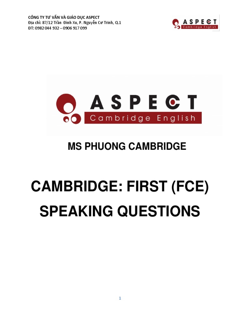 Cambridge FCE Speaking Test Guide | PDF | Communication
