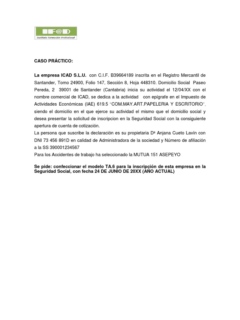 Caso Práctico Modelo Ta.6 | PDF