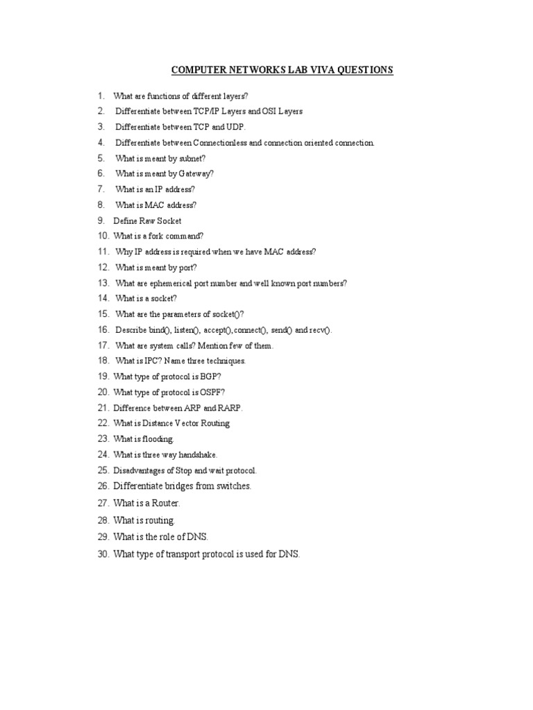 17.CN Lab Viva Questions | PDF | Computers