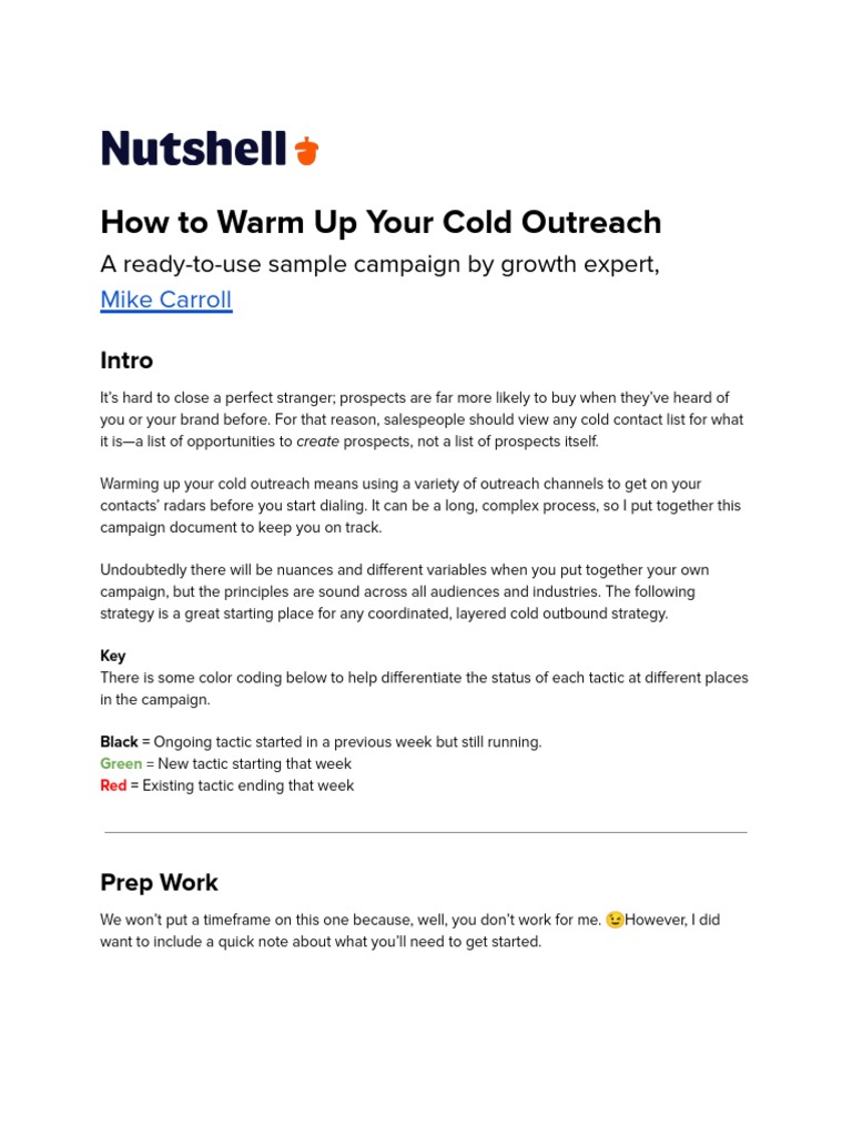 Nutshell How To Warm Up Your Cold Outreach | PDF | Advertising ...