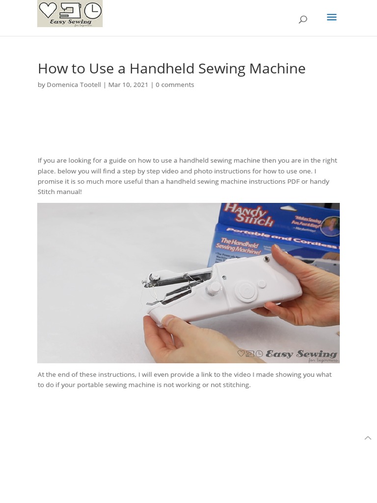 How To Use A Handheld Sewing Machine - Easy Sewing For Beginners | PDF ...