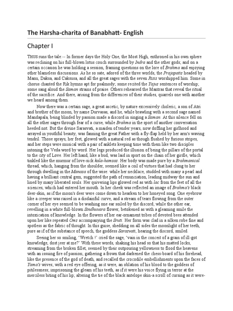 The Harshacharita by Banbhatt | PDF